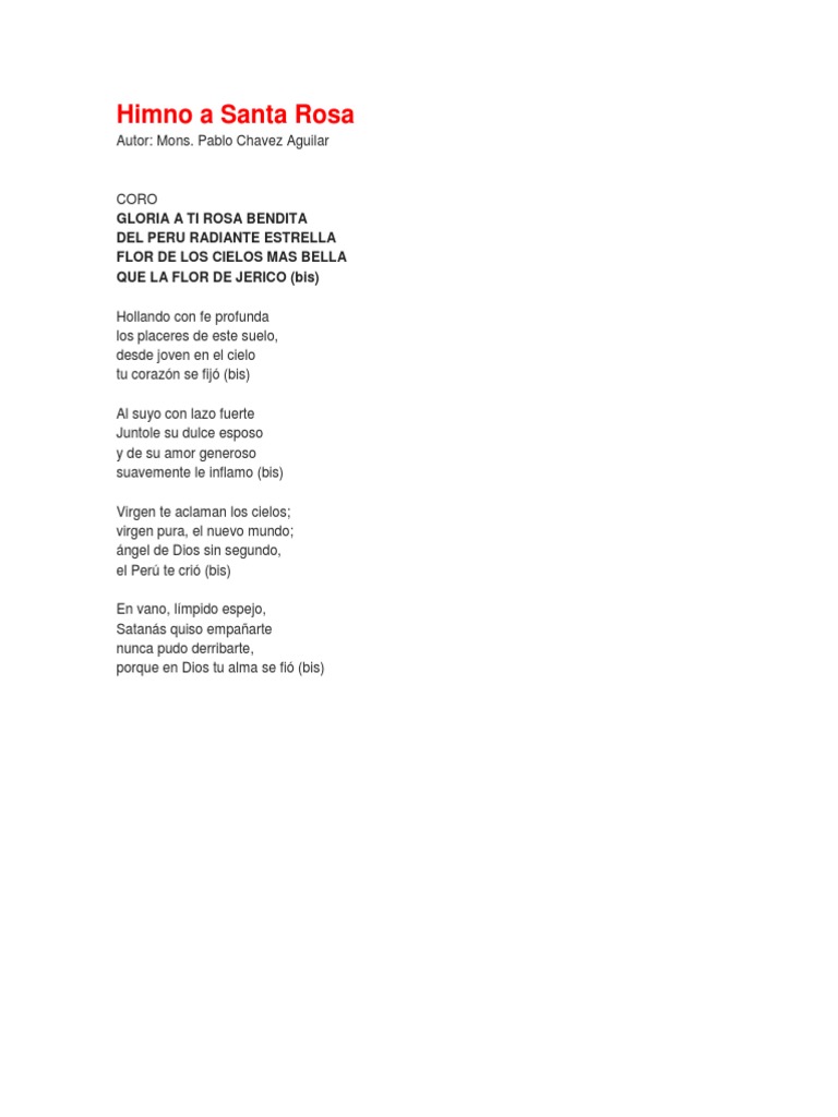 Himno A Santa Rosa | PDF | Arte | Religión y espiritualidad