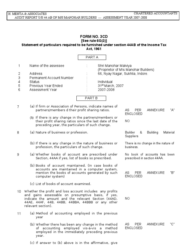 Tax Audit Report | PDF | Cheque | Debits And Credits