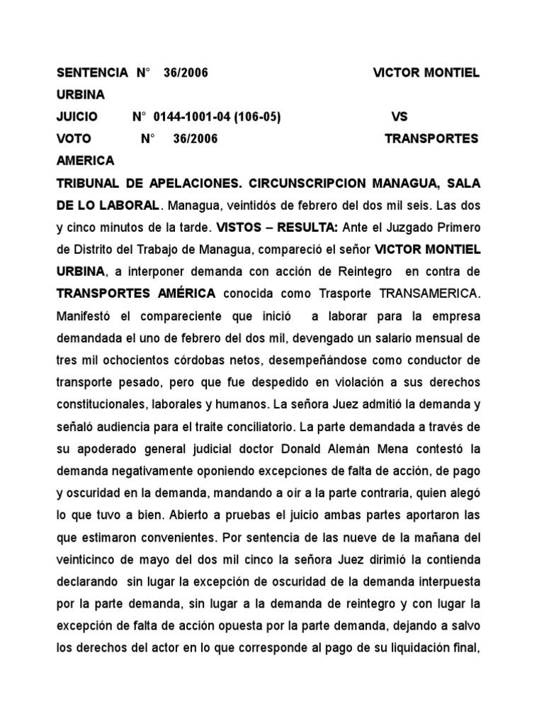 Sentencia Laboral | PDF | Accion legal | Justicia penal