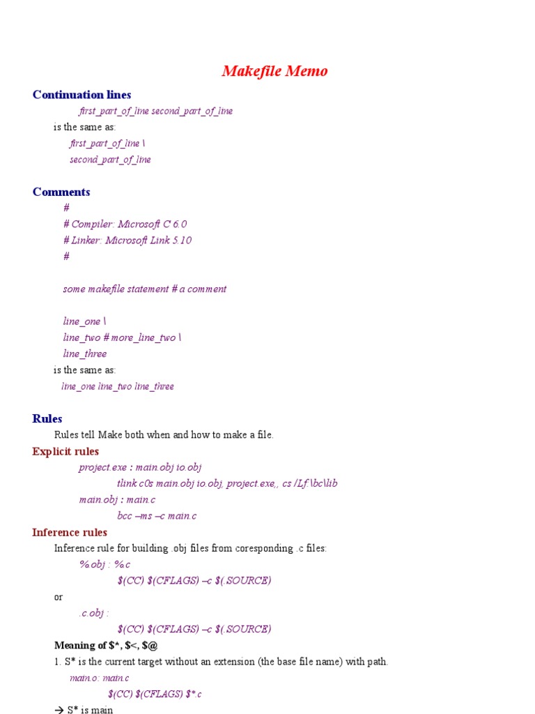 Makefile Memo: Continuation Lines | PDF | Information Technology ...