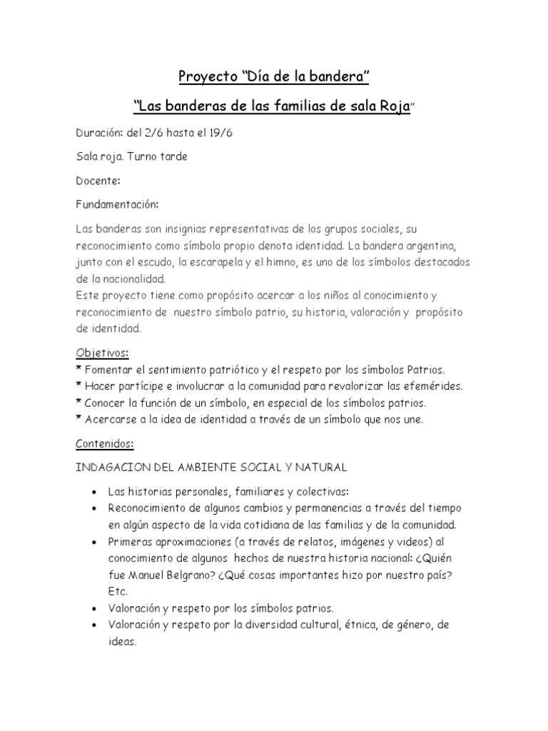 Proyecto Día de la Bandera en Preescolar | PDF | Los símbolos ...