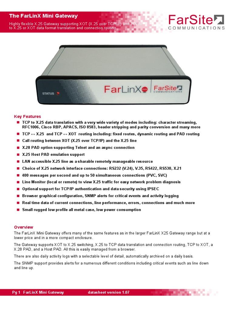 Farlinx Mini x.25 Gateway Datasheet | Download Free PDF | Transmission ...