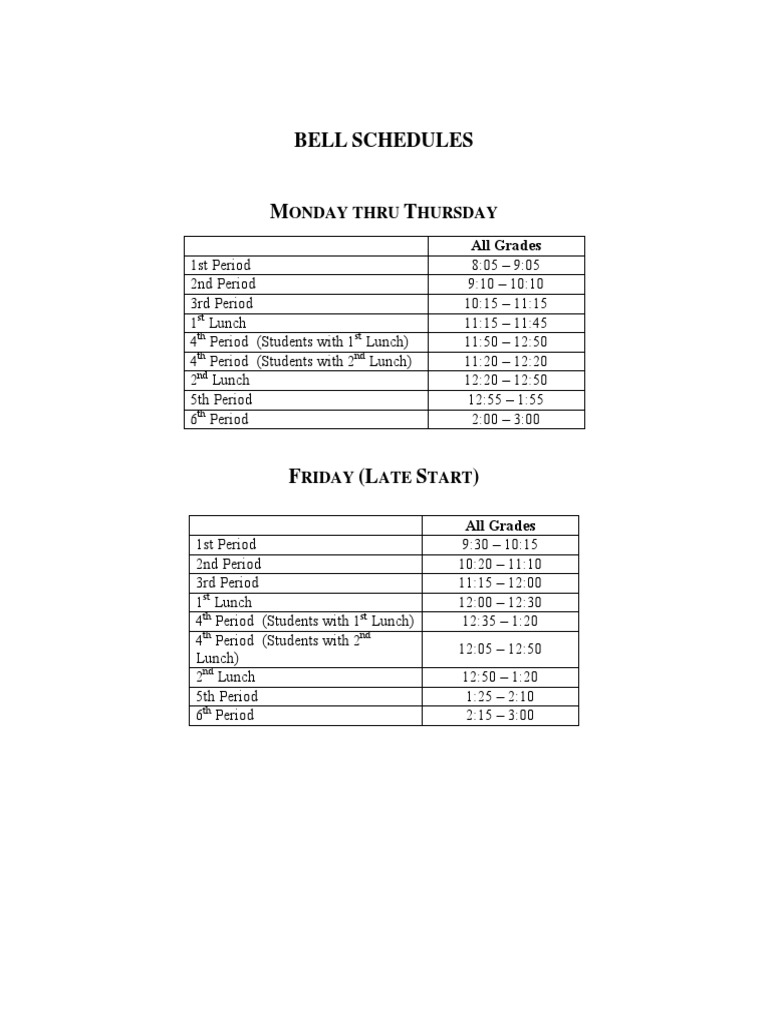 Bell Schedules | PDF
