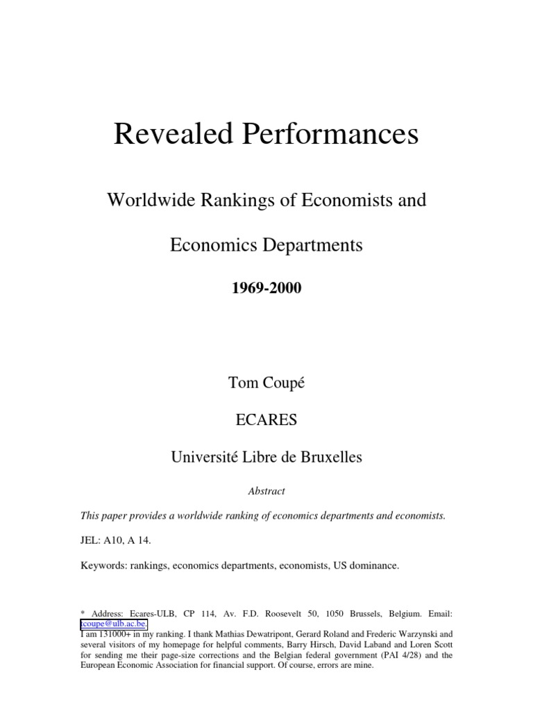 Worldwide Ranking of Economics Departments and Economists | PDF ...