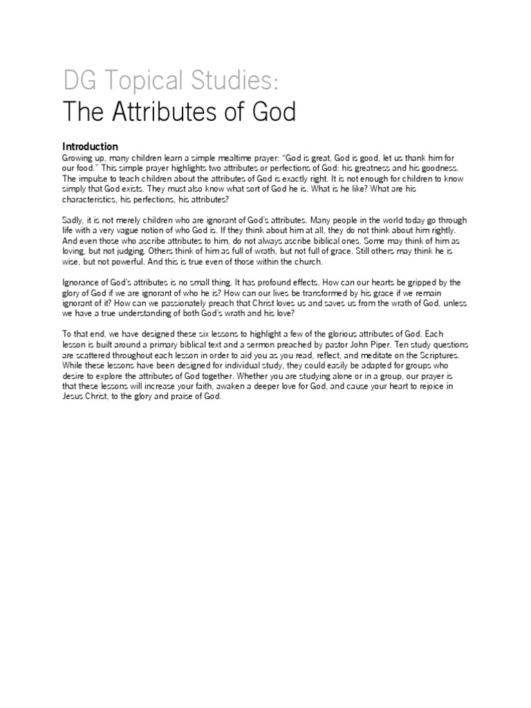 Attributes of God Module | PDF | Sin | Anger