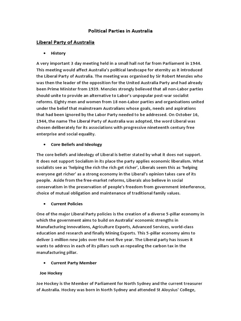 Political Parties in Australias | PDF | Australian Labor Party | Australia
