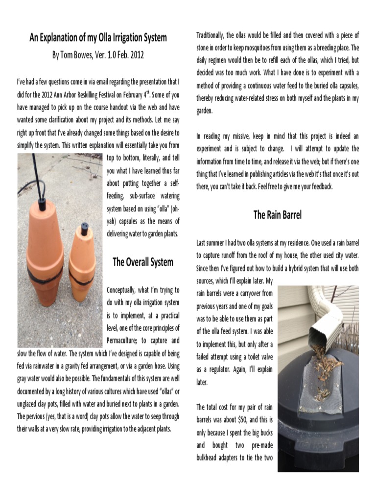 My Olla Irrigation System Explained | Irrigation | Pressure