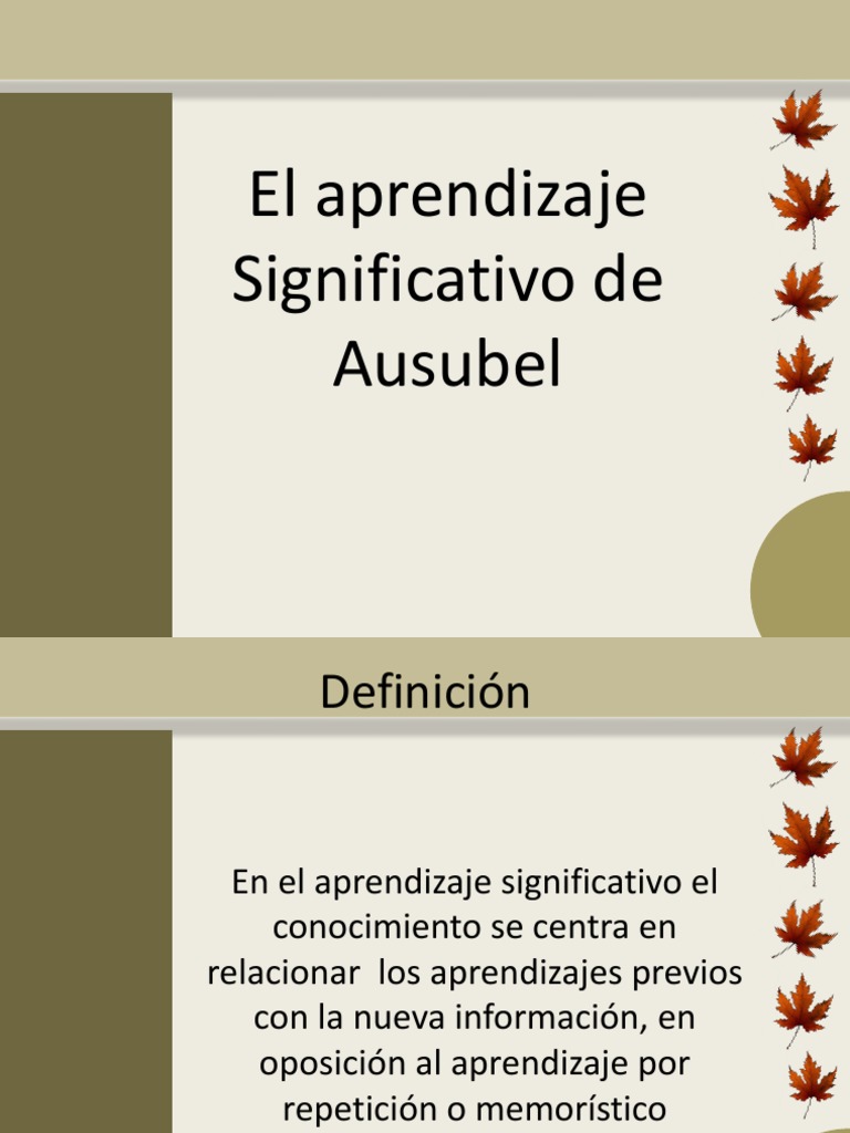 Aprendizaje Significativo Ausubel | PDF | Aprendizaje | Evaluación ...