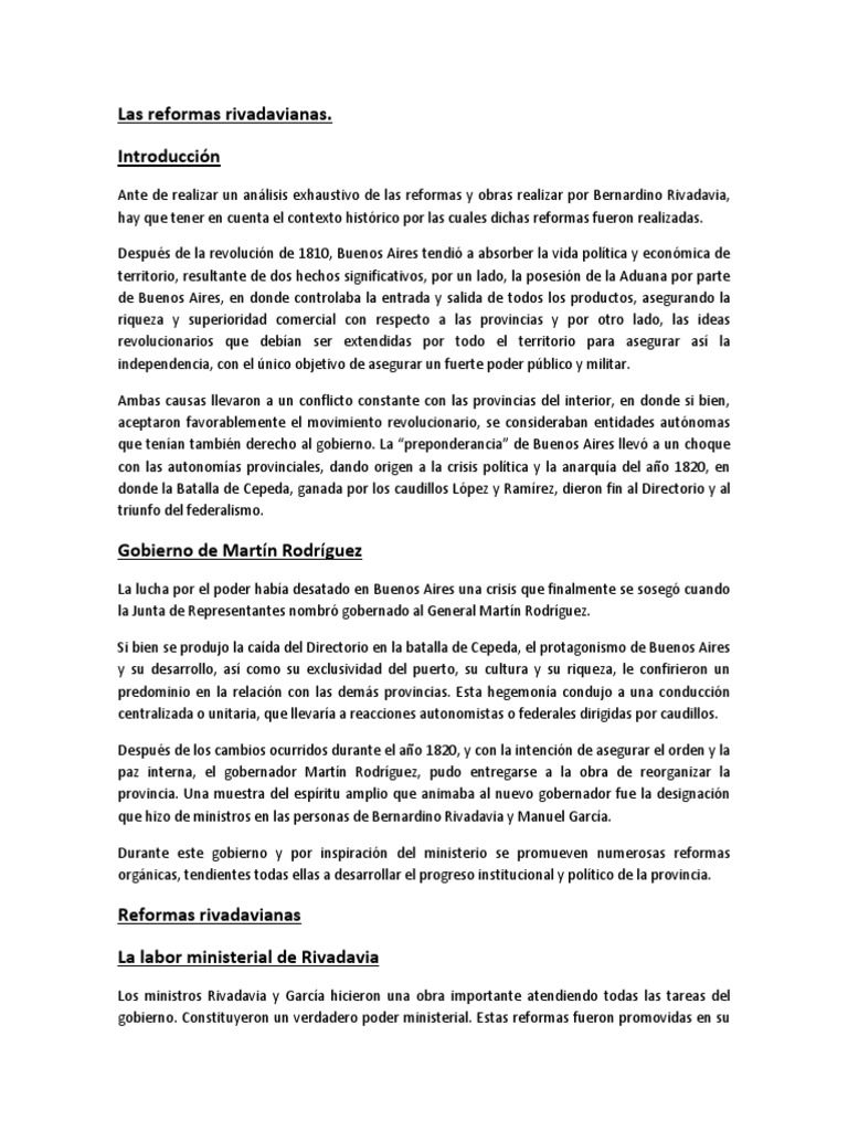 Las Reformas Rivadavianas | PDF | Buenos Aires | Argentina