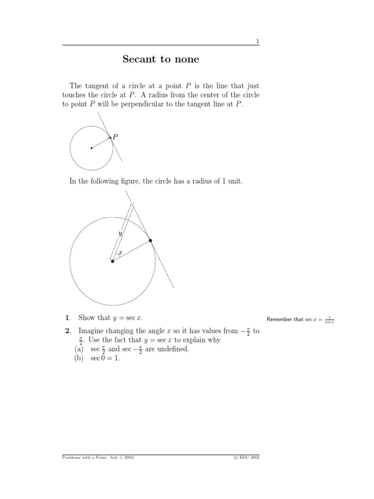 M49 Secant To None - EkSecCircle | PDF | Trigonometric Functions | Triangle