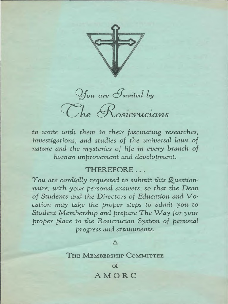 AMORC Membership Invitation Form | PDF | Esotericism | Religious Faiths