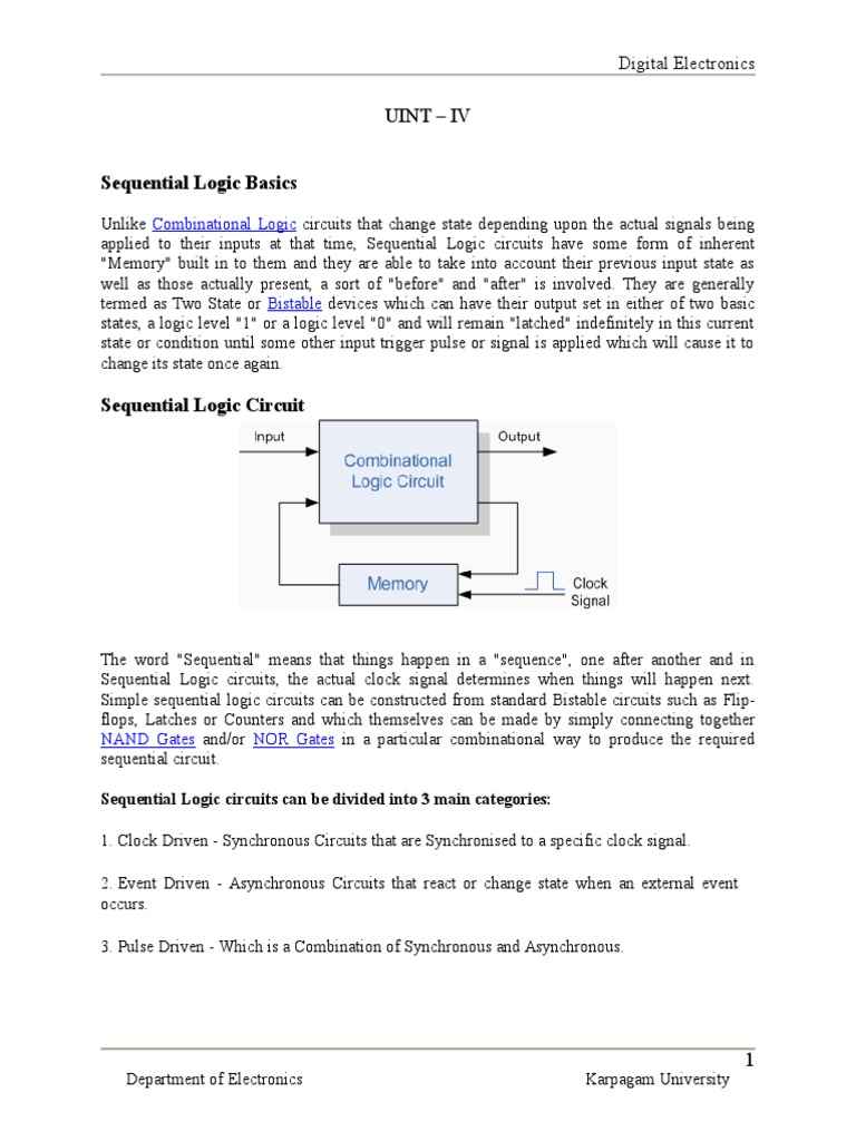 Digital Unit - IV | PDF | Digital Electronics | Logic Gate