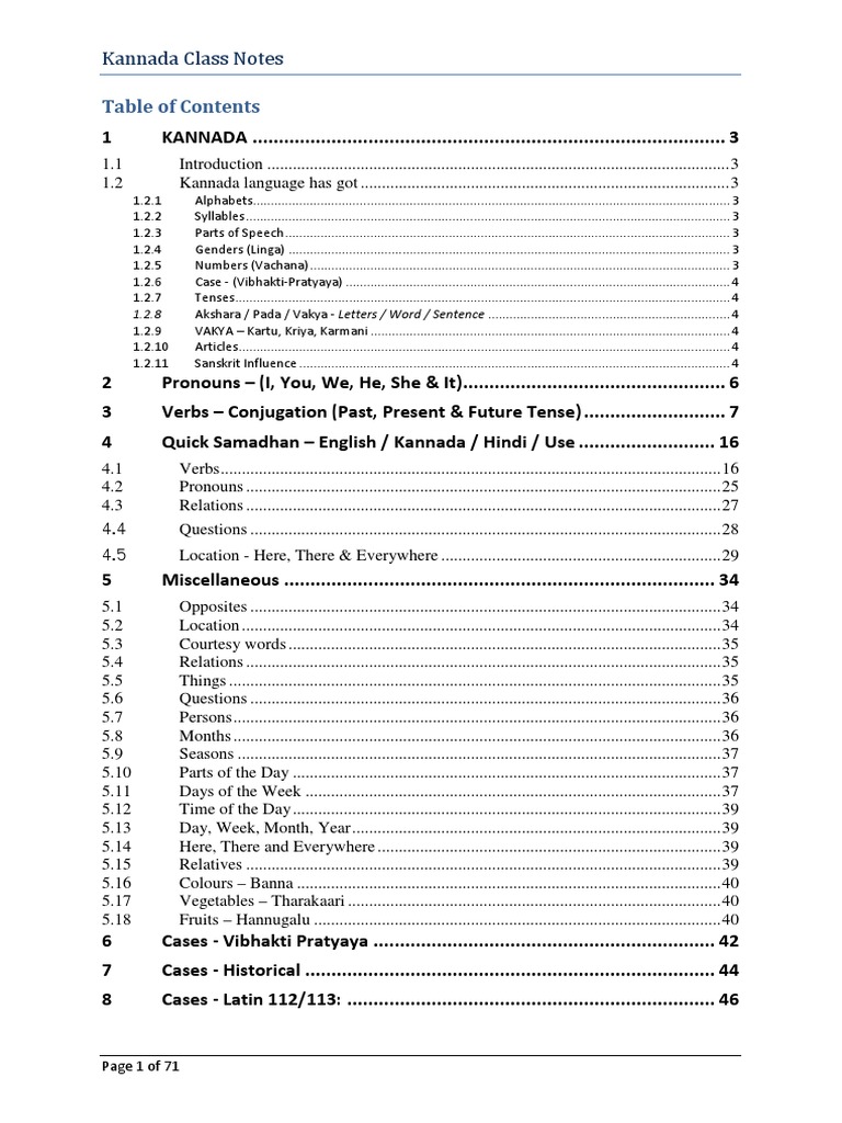 Kannada Class Notes | PDF | Grammatical Gender | Pronoun