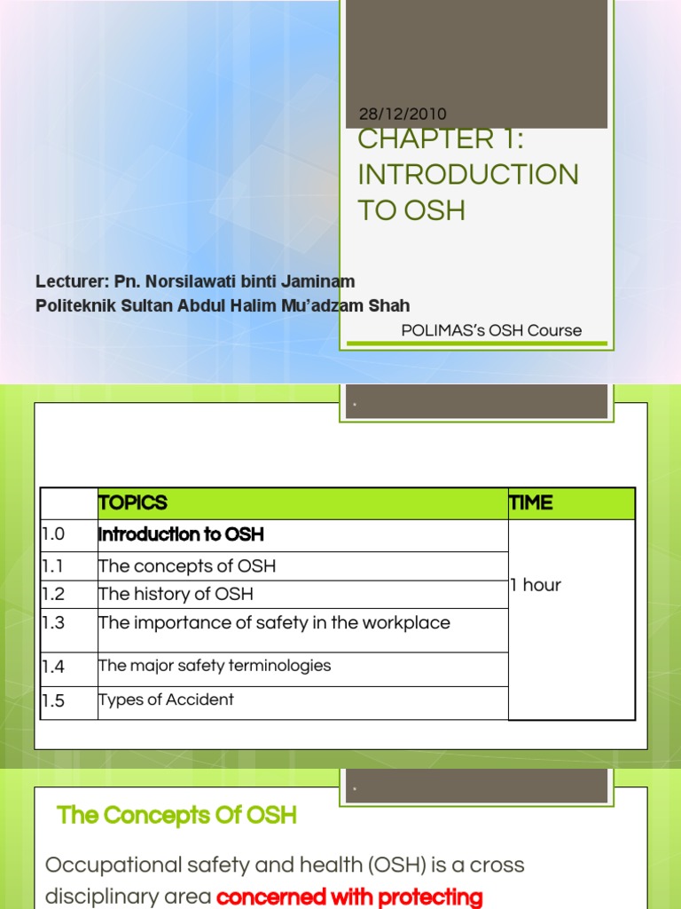 Chapter 1 Introduction To OSJA | PDF | Occupational Safety And Health ...