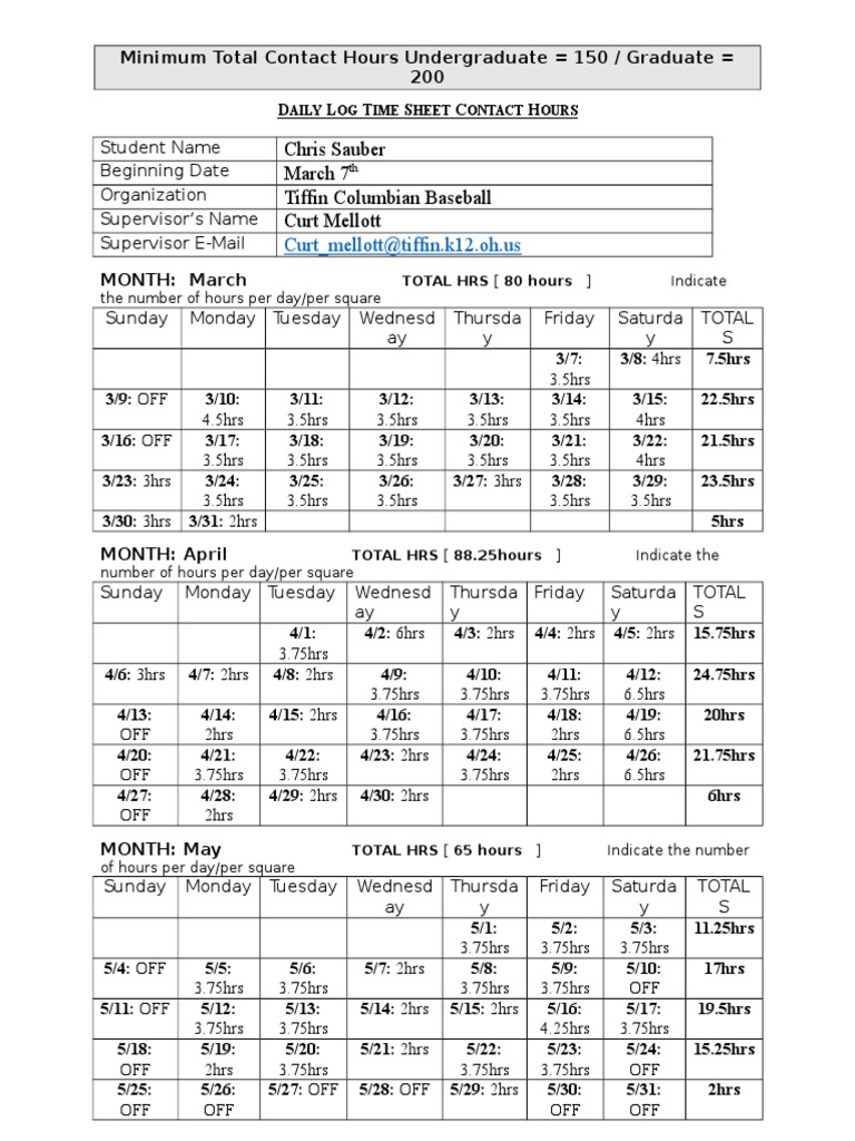 New Internship Time Sheet | PDF