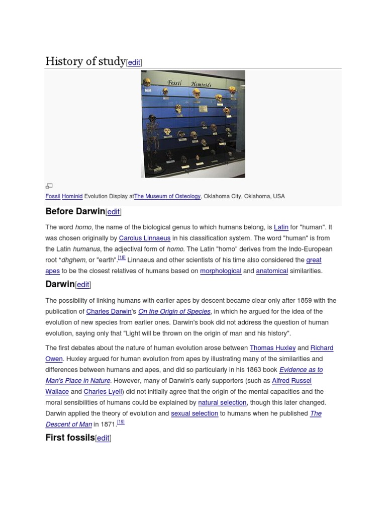 History of Study: Before Darwin | PDF | Human Evolution | Paleoanthropology