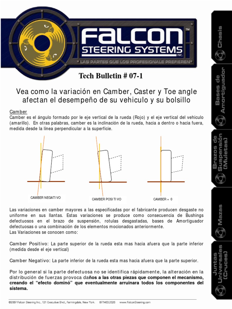 Camber y Caster: Impacto en Vehículos | PDF | Direccion | Eje