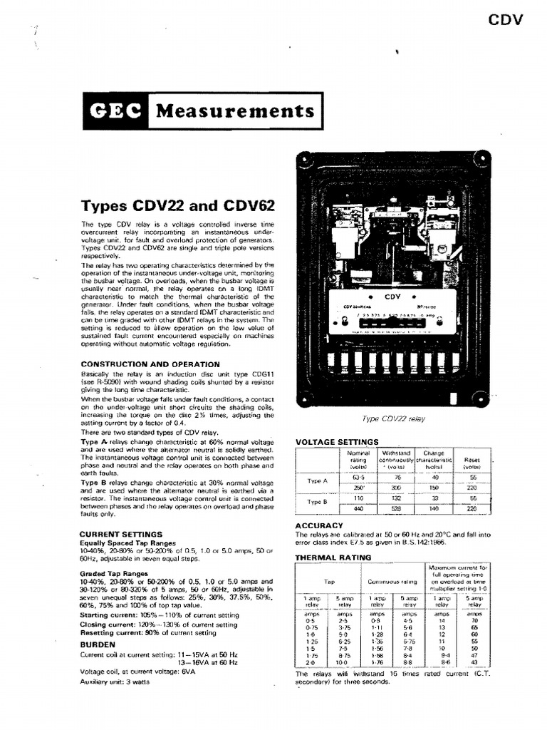 Measurements: CDV22 and CDV62 | PDF | Relay | Resistor