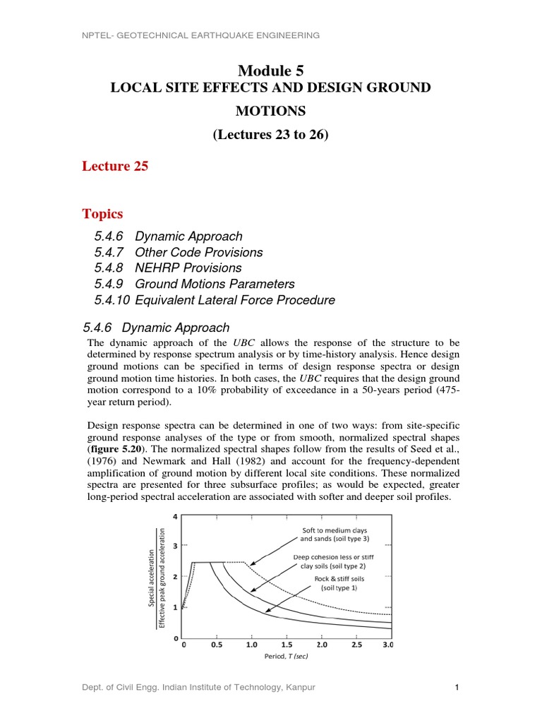 Local Site Effects and Design Ground Motions (Lectures 23 To 26) | PDF | Geotechnical ...