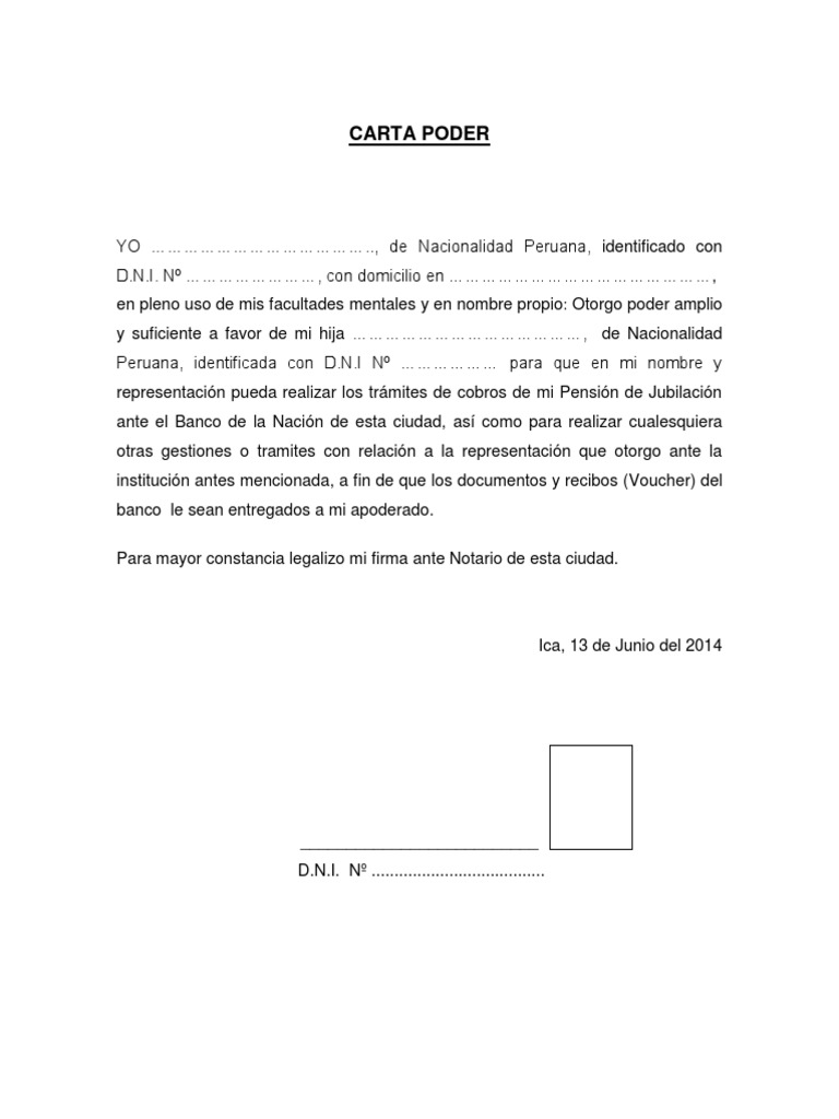 Modelo de Carta Poder Legalizada | PDF | Derecho