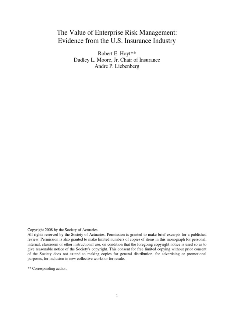 The Value of Enterprise Risk Management | PDF | Risk Management ...