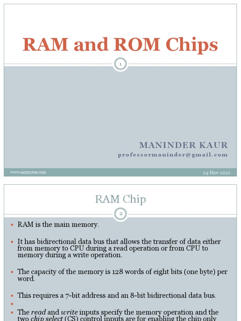 Ram and Rom Chips | PDF | Random Access Memory | Read Only Memory
