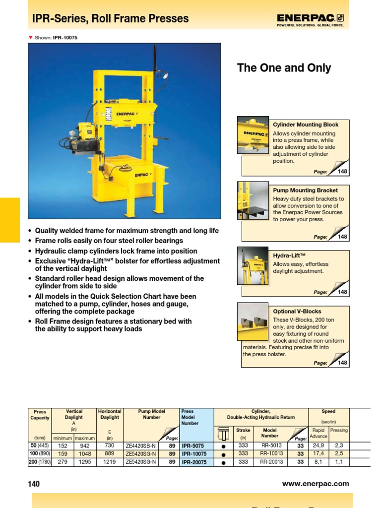 Enerpac IPR Series Catalog | PDF | Machines | Manufactured Goods