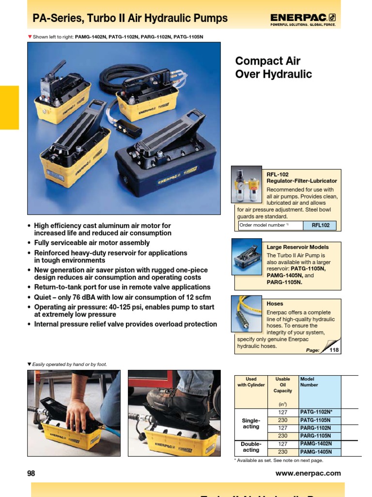 Enerpac PA Series Catalog | PDF | Turbocharger | Pump
