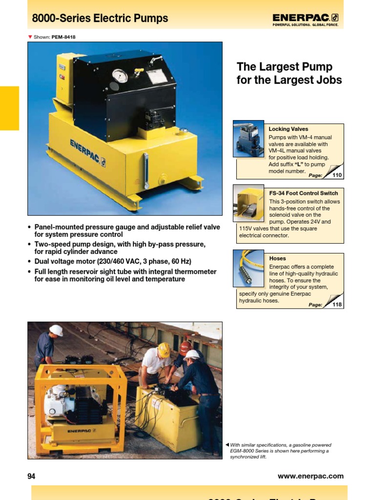 Enerpac PE-8000 Series Catalog | PDF | Valve | Pump