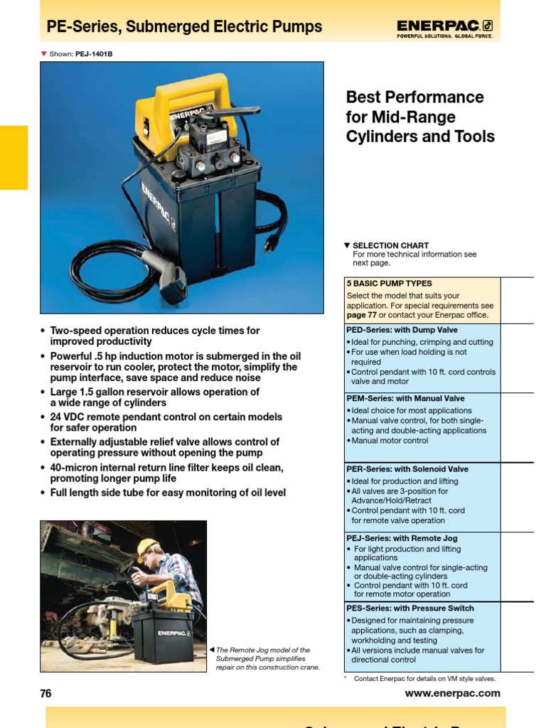 Enerpac PE Series Catalog | PDF | Pump | Valve