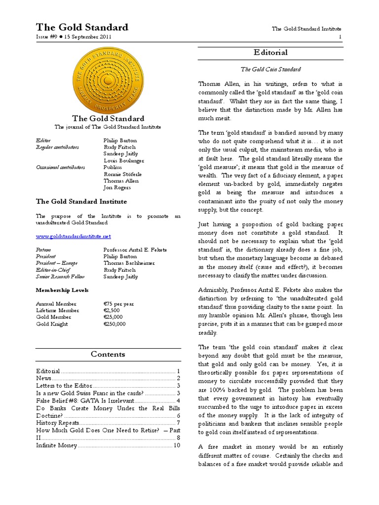 The Gold Standard Journal 9 | PDF | Banknote | Money