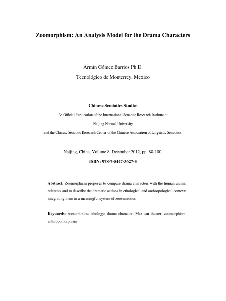 Zoomorphism as a Method for Analyzing Drama Characters | PDF | Ethology ...