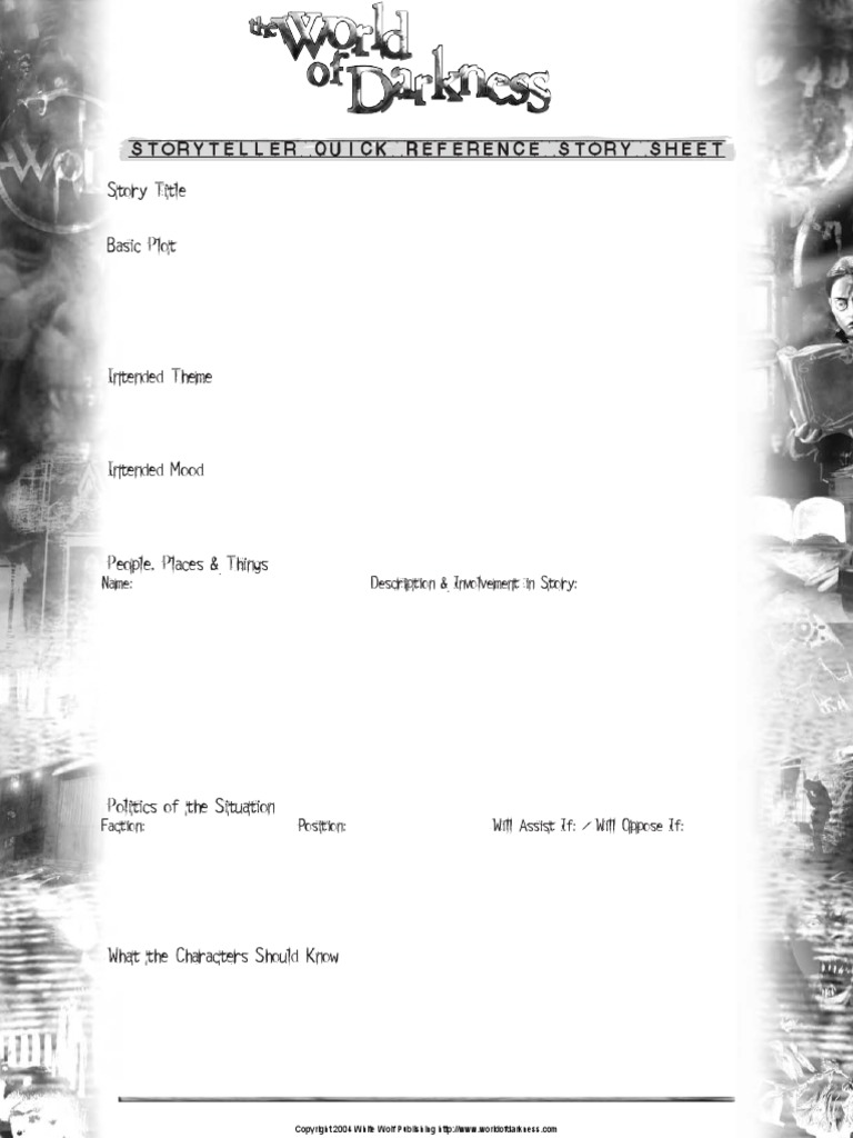NWoD Story Quick Reference 2 Page | PDF | Finance & Money Management