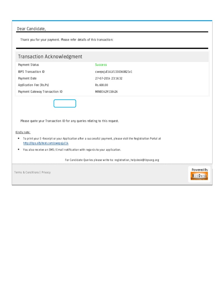 Transaction Acknowledgment: Dear Candidate | PDF | Law