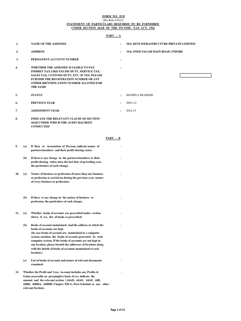 Revised Form 3CD in Excel Format | PDF | Payments | Cheque