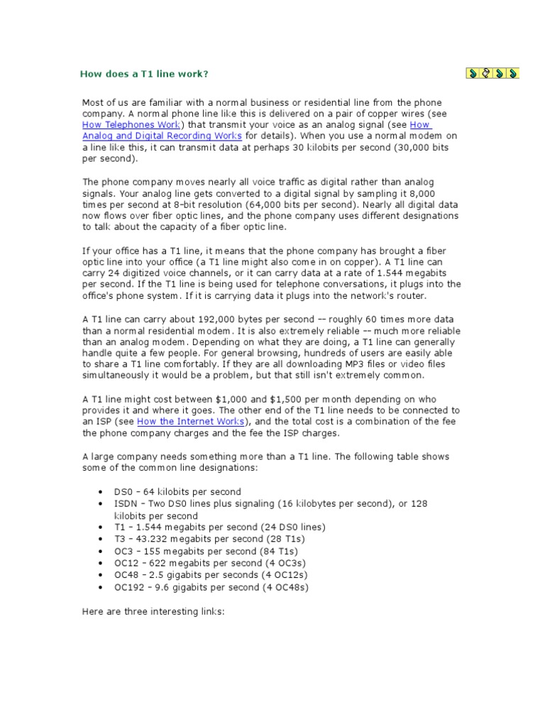 How Does A T1 Line Work | PDF | Data Rate Units | Telephone