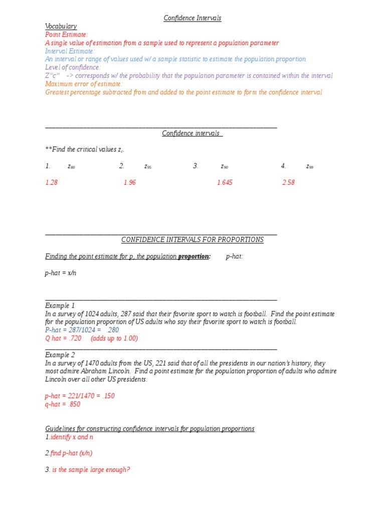 Confidence Intervals Teaching Packet | PDF | Margin Of Error ...