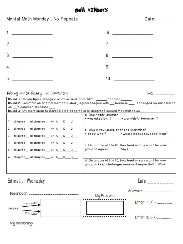 Mental Math Monday | PDF