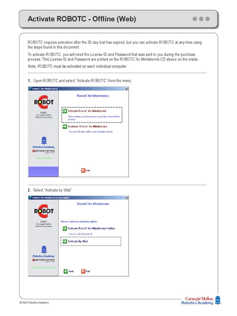 Activate ROBOTC - Offline (Web) : 1. Open ROBOTC and Select "Activate ...