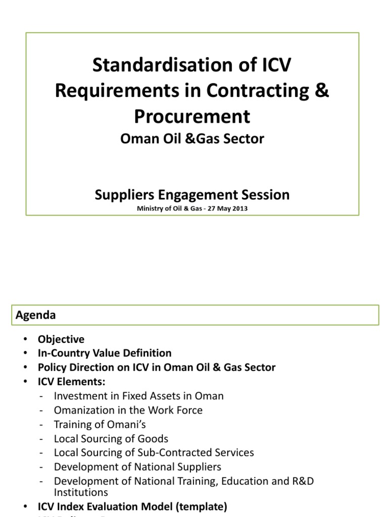 ICV Evaluation Criteria S For Oil Gas Sector | PDF | Oman | Procurement