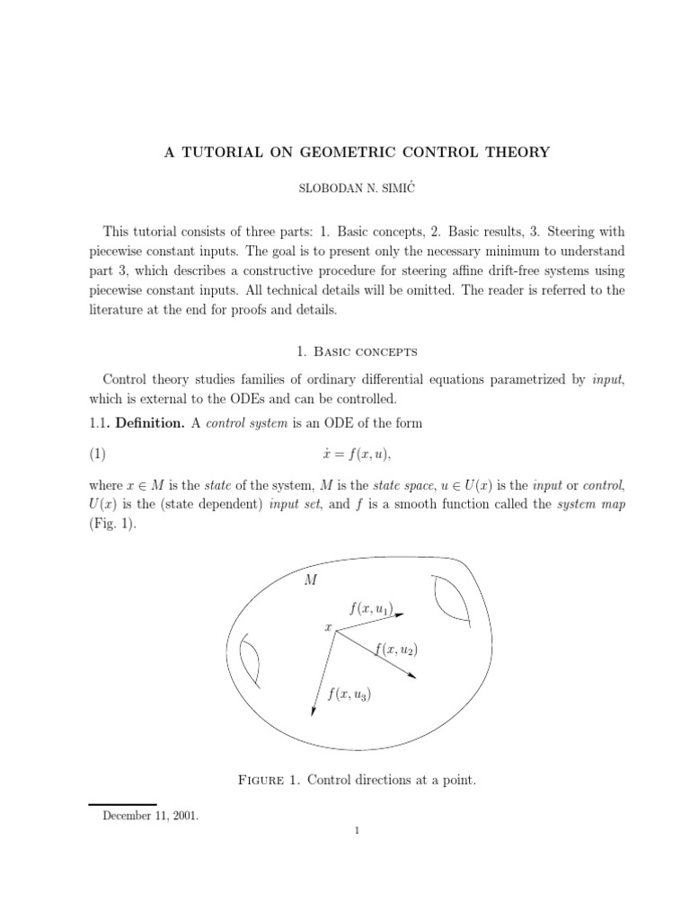 Geometric Control Theory Tutorial | PDF | Teaching Methods & Materials