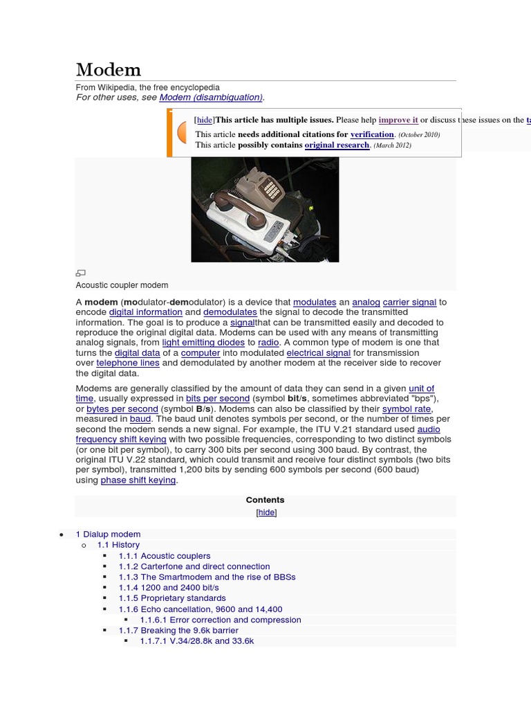 Modem: For Other Uses, See | PDF | Modem | Modulation