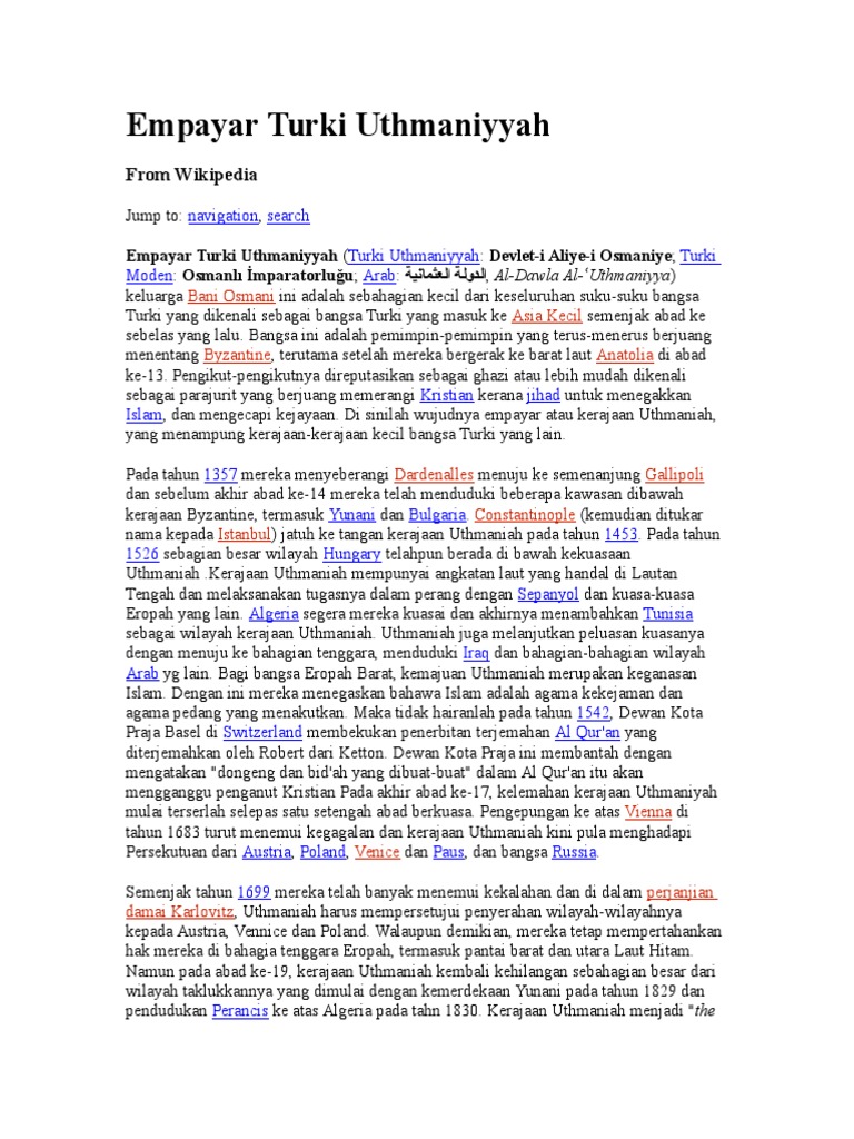 Empayar Turki Uthmaniyyah | PDF