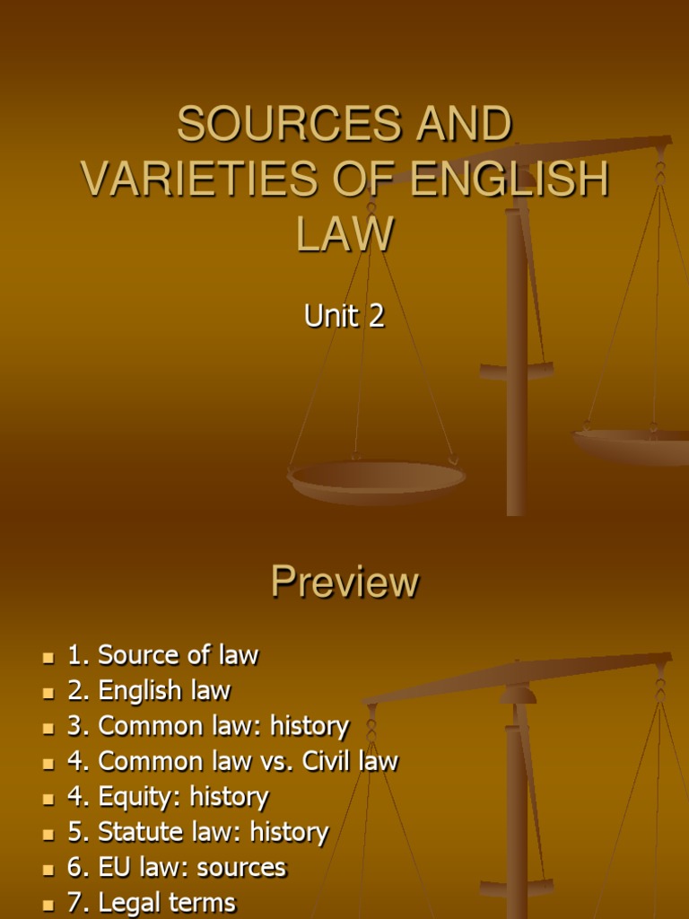 Sources and Varieties of English LAW: Unit 2 | PDF | English Law ...