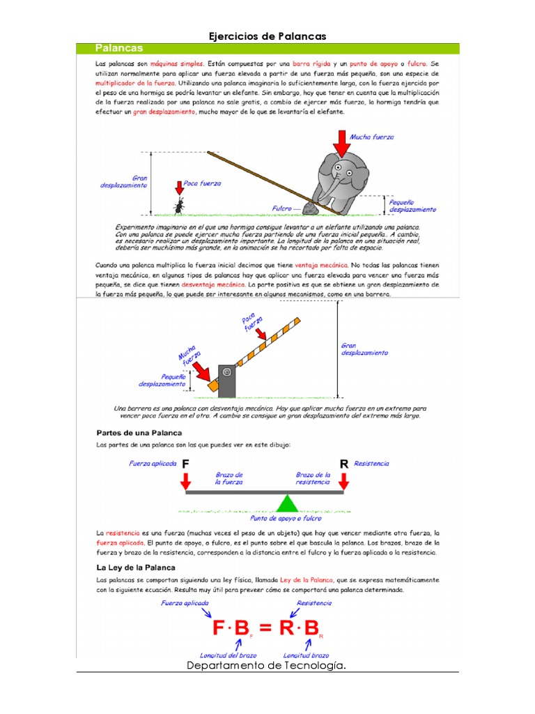 Ejercicios Palancas | PDF | Tecnología