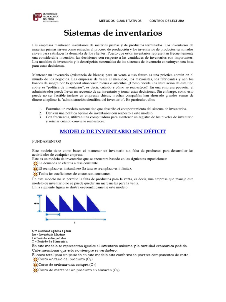 Modelos de Inventarios | PDF | Inventario | Toma de decisiones