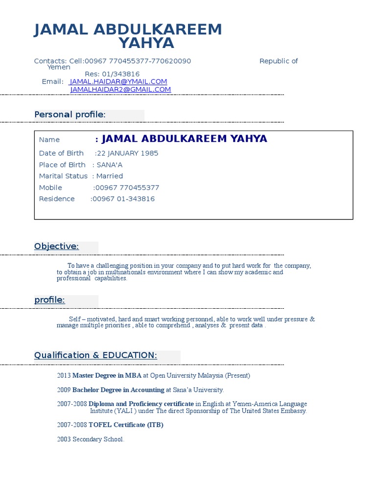of Jamal Haidar's C.V. | PDF | Business | Science