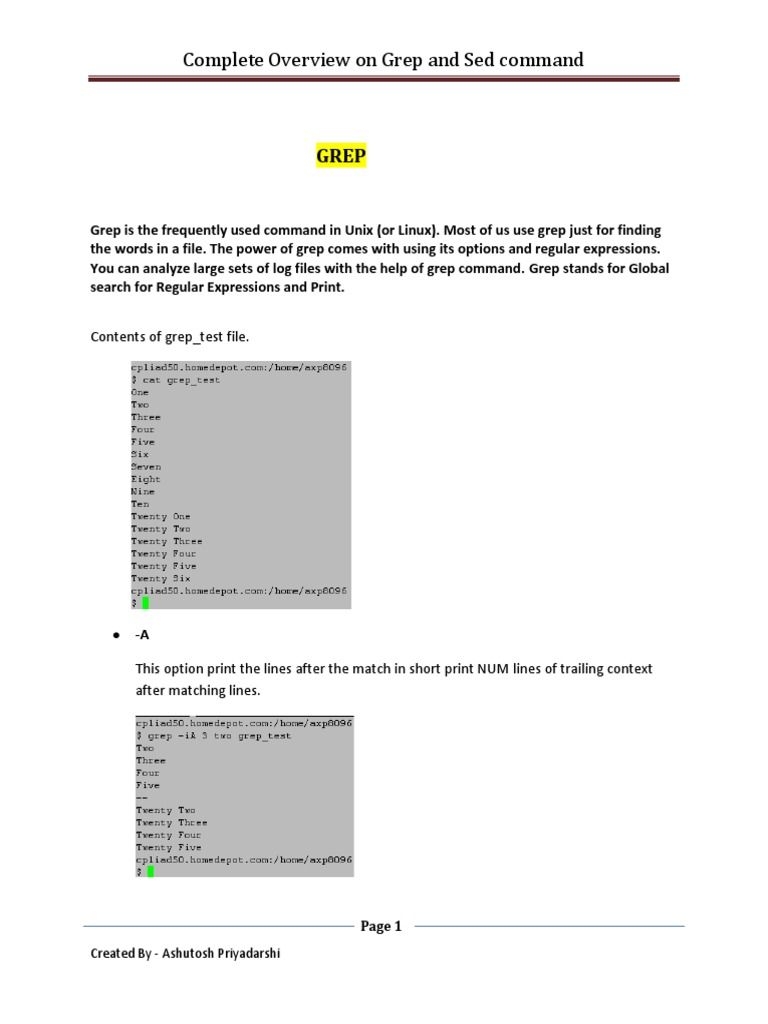 Grep and Sed Commands | PDF | Regular Expression | Filename