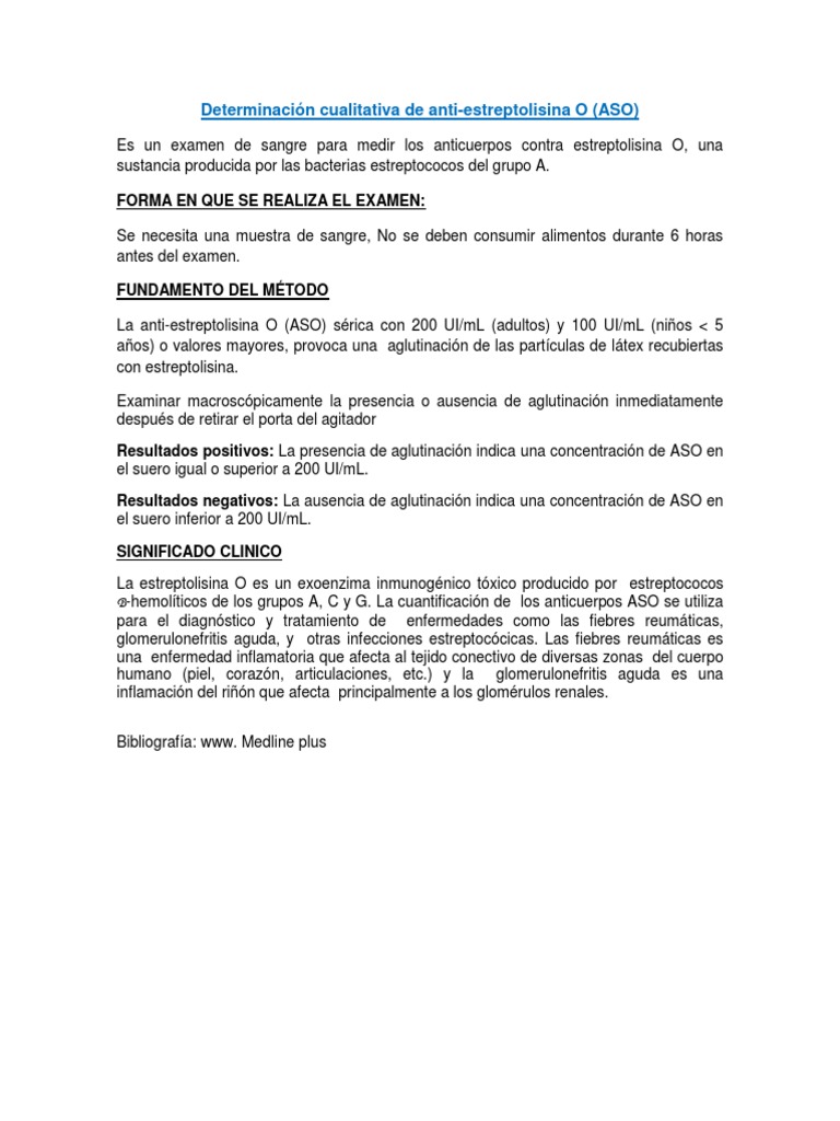 Examen de Anti-estreptolisina O | PDF | Estreptococo | Epidemiología