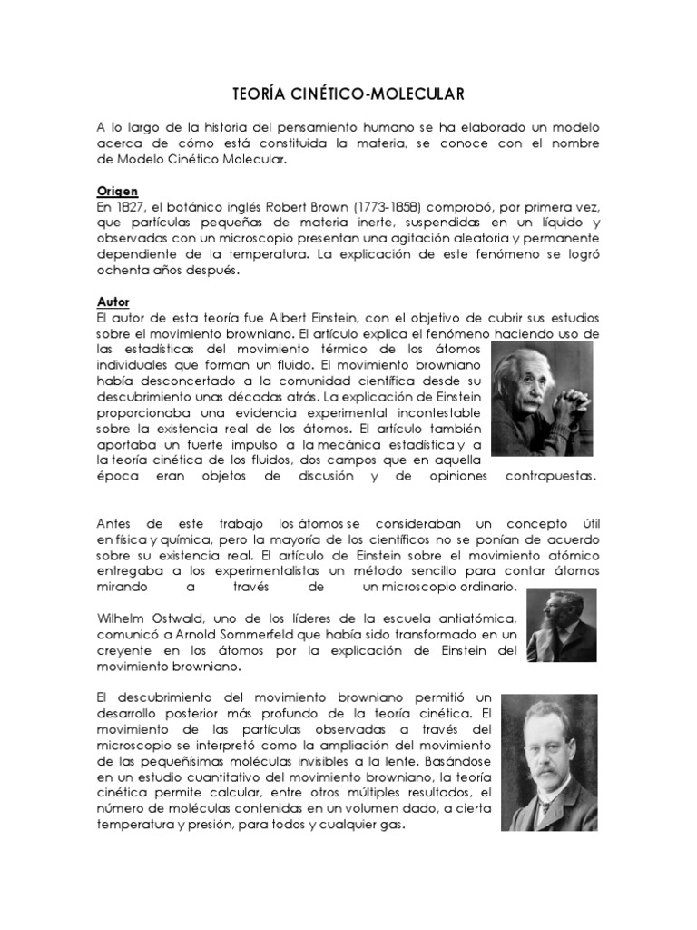 Teoría Cinetico Molecular de La Materia | PDF | Albert Einstein | Gases